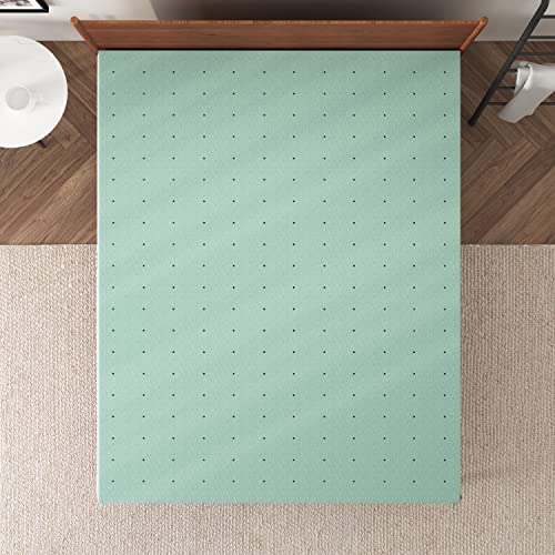 NapQueen 4 Inch Ventilated Green Tea Memory Foam Mattress Topper, Chic Green, CertiPUR-US Certified, Twin-XL
