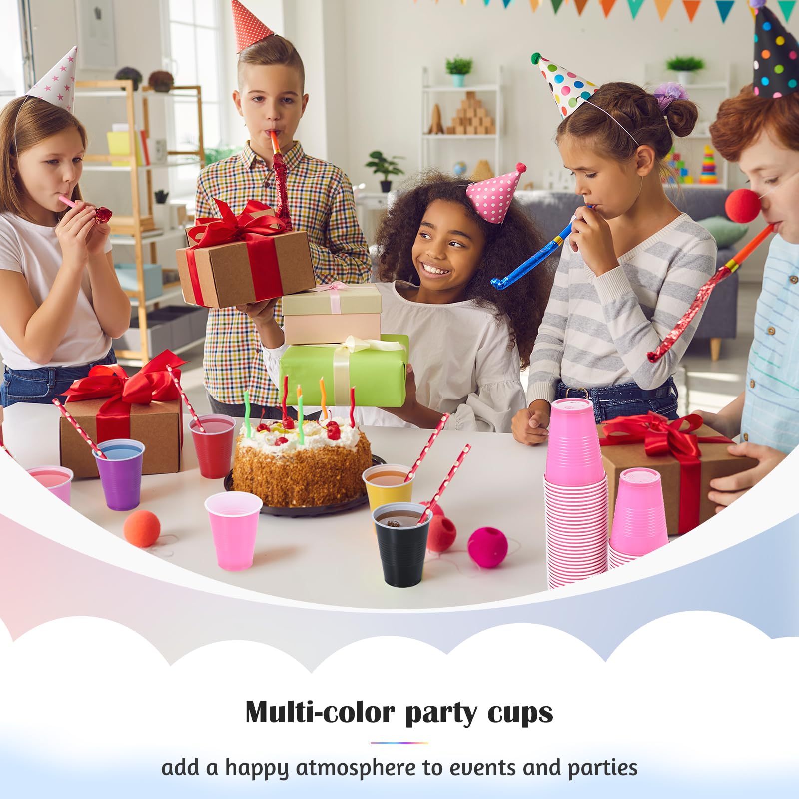 Uiifan 50 Pieces 9 oz Plastic Cups Disposable Drinking Cups Bulk for Beverage Coffee Picnics Christmas Day Birthday Party Wedding Halloween Thanksgiving(Pink)