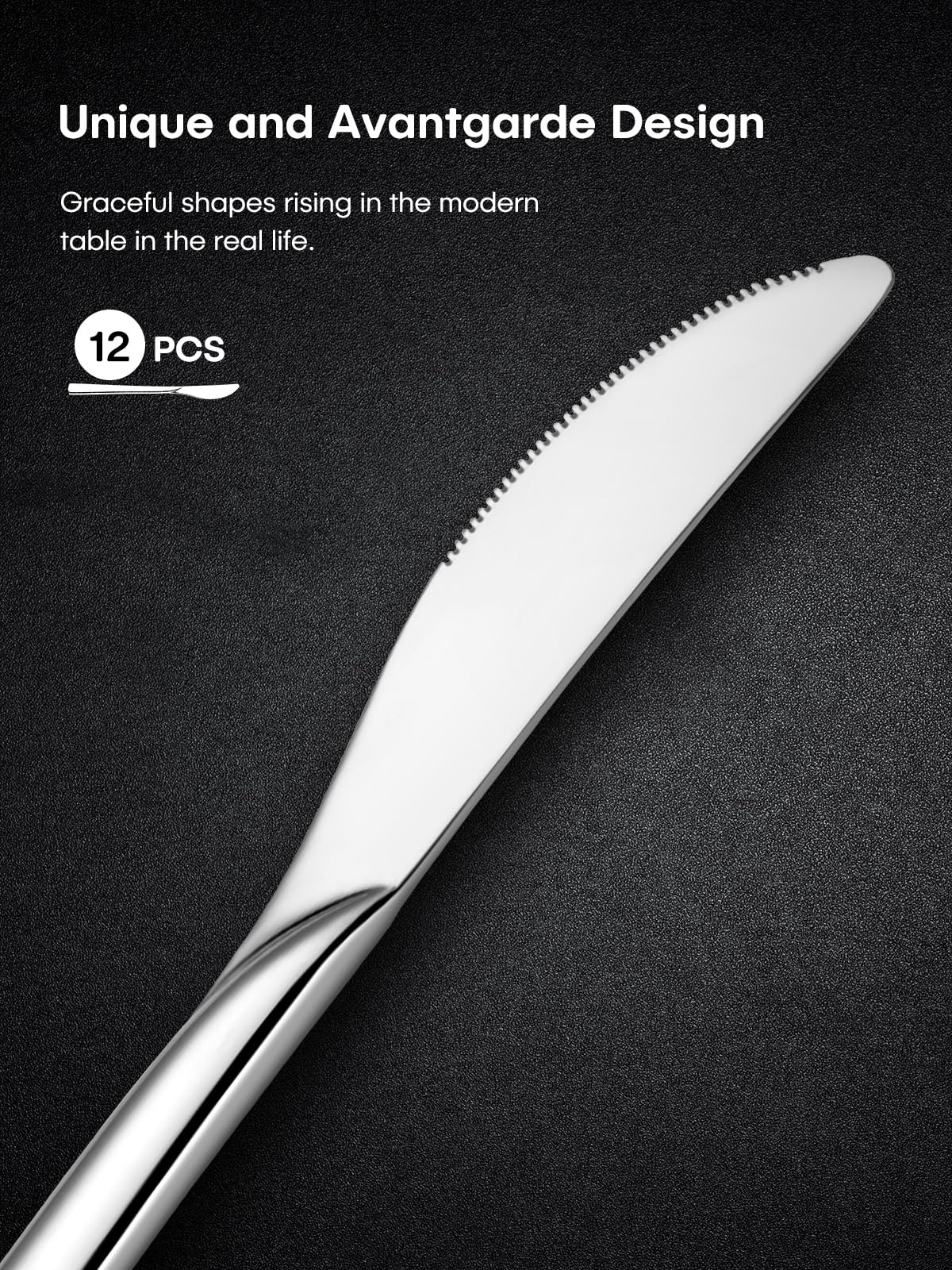Stapava 48 Pieces Matte Silverware Set with Steak Knives, Plus Dinner Knives Set of 12, Stainless Steel Flatware Cutlery Set, Kitchen Utensil Set Include Spoons Forks Knives, Dishwasher Safe