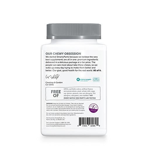 SmartyPants Adult Daily Mineral Vitamins: Calcium, Magnesium Citrate, D3, Zinc & Chromium for Immune Support, Energy, Bone & Muscle Function, 60 Soft Chews (30 Day Supply)