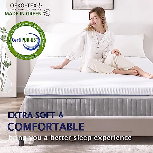 Memory Foam Mattress Topper Full Size, 3 Inch Thick Cooling Gel Topper, Foam Bed Topper with Soft Breathable Protector Cover, Top Mattress Pad CertiPUR-US Certified