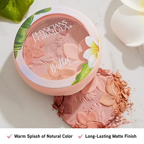 Physicians Formula Matte Monoi Butter Blush Makeup Powder, Mauvy Mattes, Dermatologist Tested