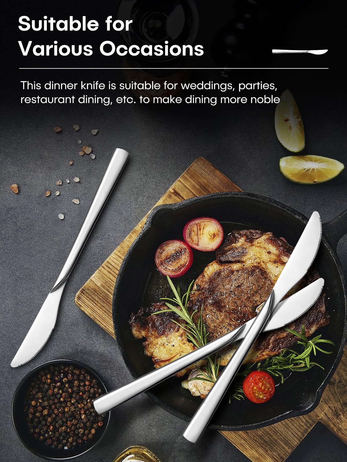 Stapava 48 Pieces Matte Silverware Set with Steak Knives, Plus Dinner Knives Set of 12, Stainless Steel Flatware Cutlery Set, Kitchen Utensil Set Include Spoons Forks Knives, Dishwasher Safe