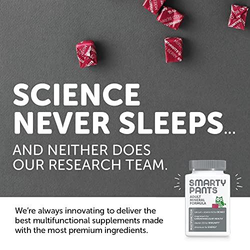 SmartyPants Adult Daily Mineral Vitamins: Calcium, Magnesium Citrate, D3, Zinc & Chromium for Immune Support, Energy, Bone & Muscle Function, 60 Soft Chews (30 Day Supply)