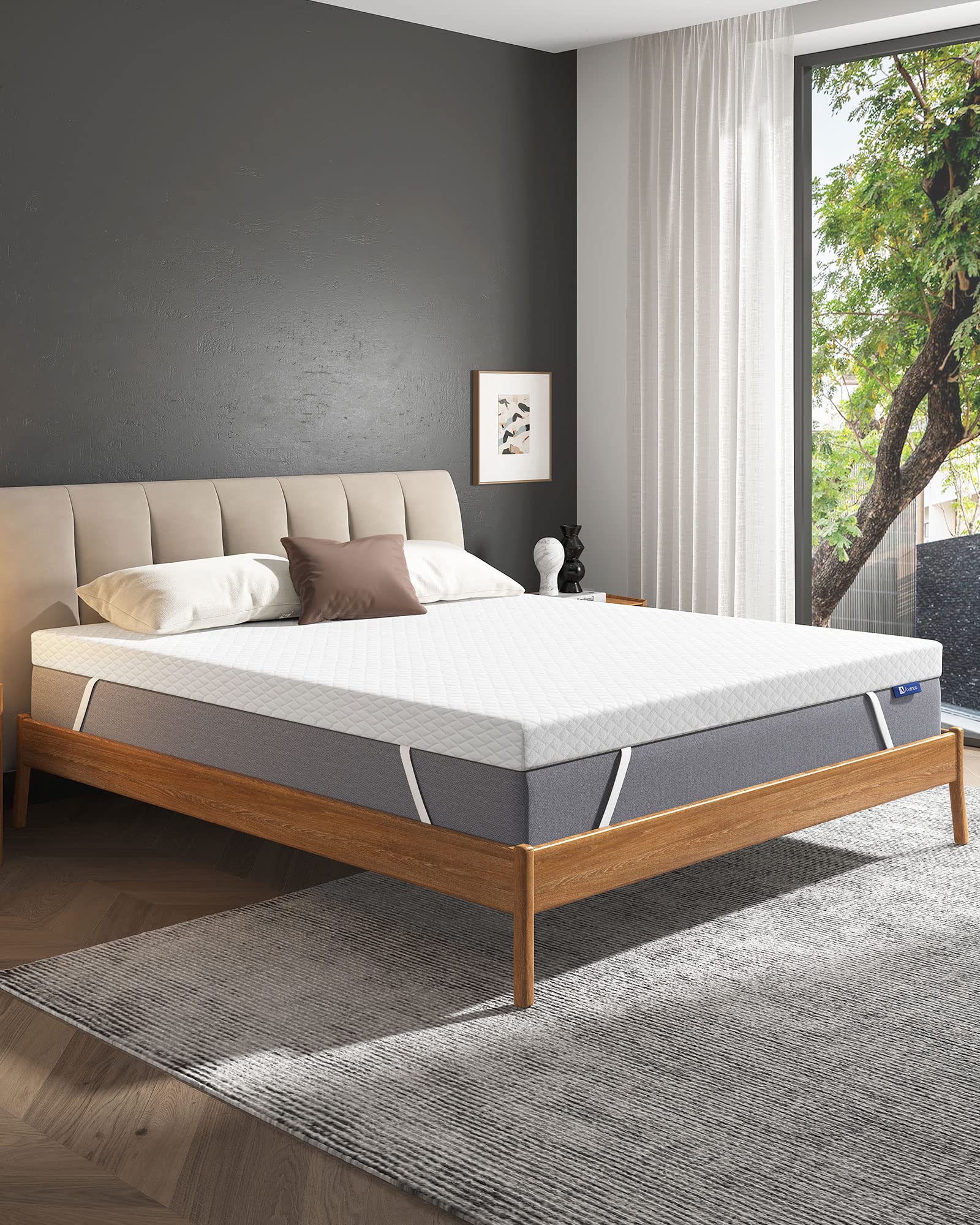 Avenco Twin Mattress Topper, 4 Inch Memory Foman Mattress Topper Cooling Gel Infused, Medium Firm Twin Size Topper with Washable Cover, CertiPUR-US Certified, White (T4FM05)