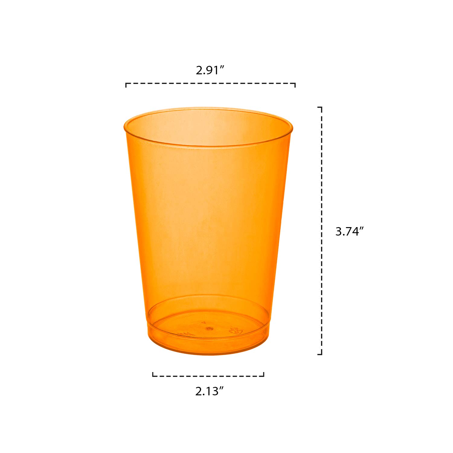 Party Essentials Hard Plastic 10-Ounce Party Cups and Tall Tumblers, Neon Orange, 25-Count