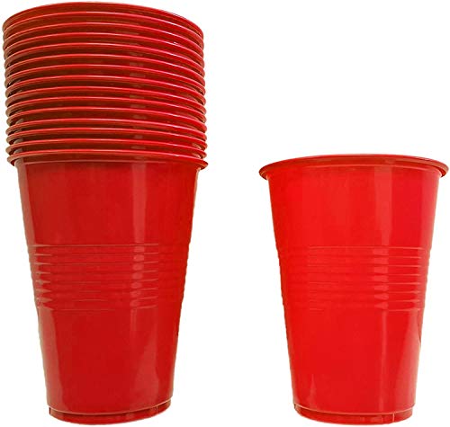 Set of 64 Pink Disposable Plastic Party Cups! 4 Hot Colors - 16oz Cups - Perfect For Parties, BBQ's, or Regular Use! (Red)