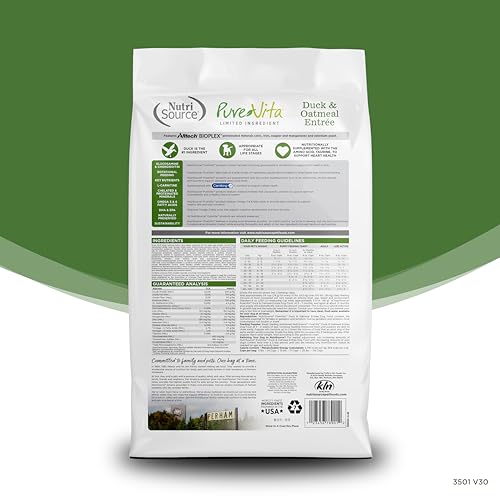 Pure Vita Dry Dog Food - Duck & Oatmeal - 5 Lbs
