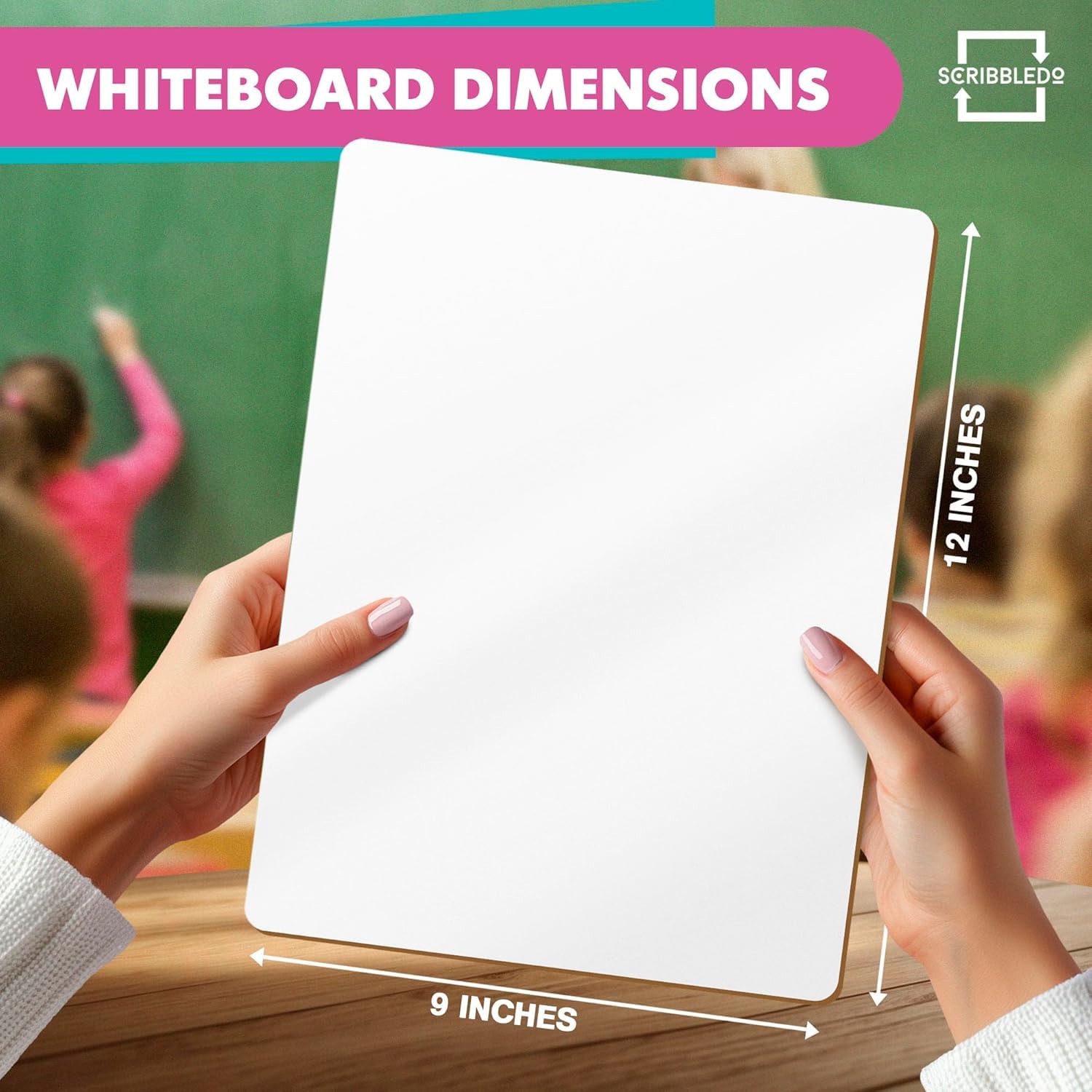 Set of 24 Small White Board Dry Erase Boards Classroom Pack Mini White Boards 9"x12” Double Sided Personal Whiteboards for Students Teachers School Supplies Lapboards l 24 Mini Whiteboard Erasers Incl