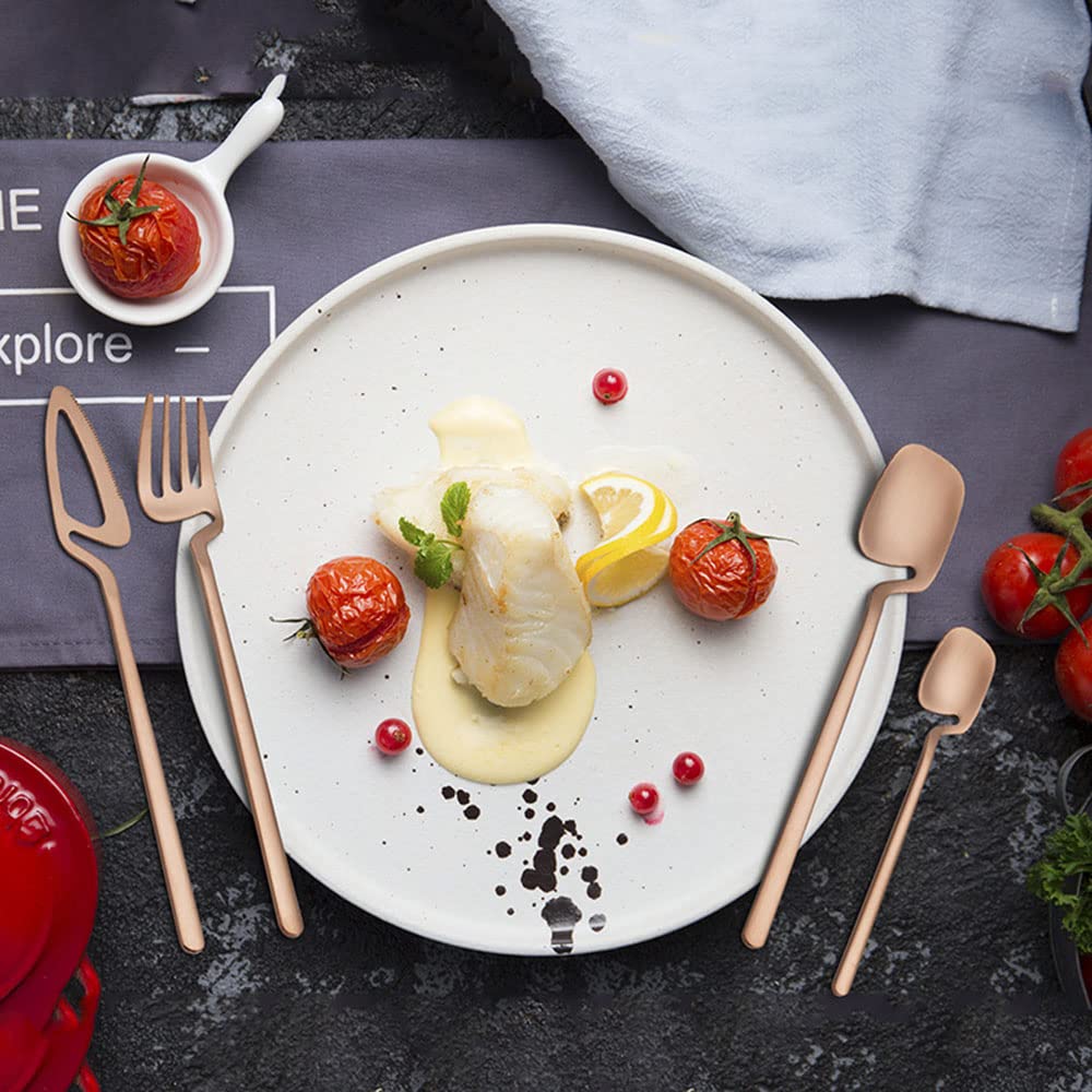 Gold Silverware Set for 8, Unique Modern Stainless Steel Cutlery Flatware Set,40 Pieces Unique Kitchen Utensil Sets with Steak Knives, Tableware Set for Home Kitchen Restaurant Hotel (Color : 16 Pi