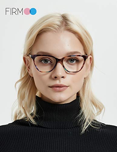 Firmoo Blue Light Blocking Glasses Vintage Cat Eye Computer Reading Eyeglasses with Magnification(Pattern, 1.50)
