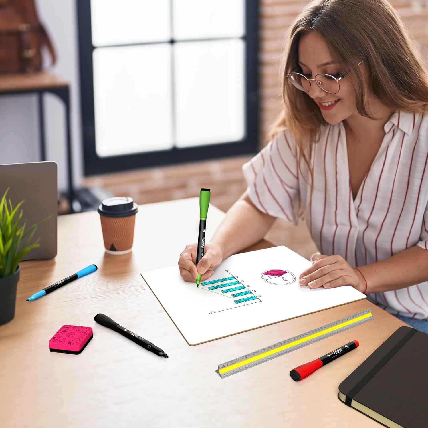 Set of 24 Small White Board Dry Erase Boards Classroom Pack Mini White Boards 9"x12” Double Sided Personal Whiteboards for Students Teachers School Supplies Lapboards l 24 Mini Whiteboard Erasers Incl