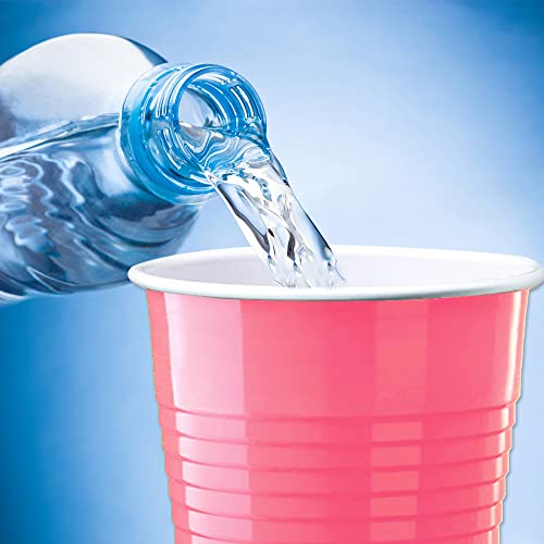 Party Hotteron [50 Count - 12 oz] Disposable Plastic Party Cups 12 oz Pink Red Black 50 Count Plastic Drinking Cups for Party (Pink, 50)