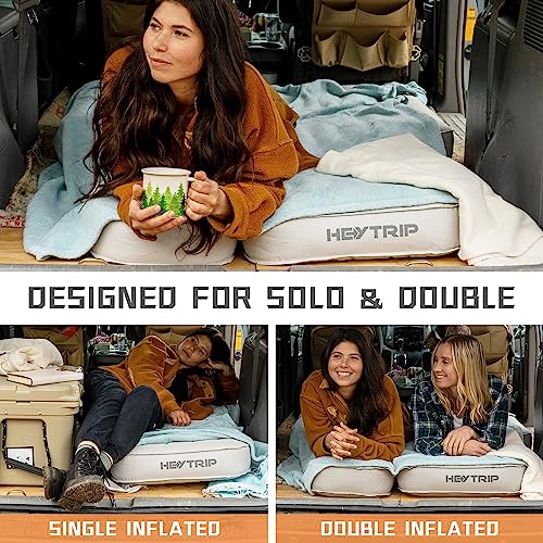 HEYTRIP SUV Inflatable Air Mattress for Car Camping, 4 Inch Thickened Car Camping Bed, Adjustable Firmness Sleeping Pad for 2 Persons (72 x 47 x 4 Inch, Light Grey)