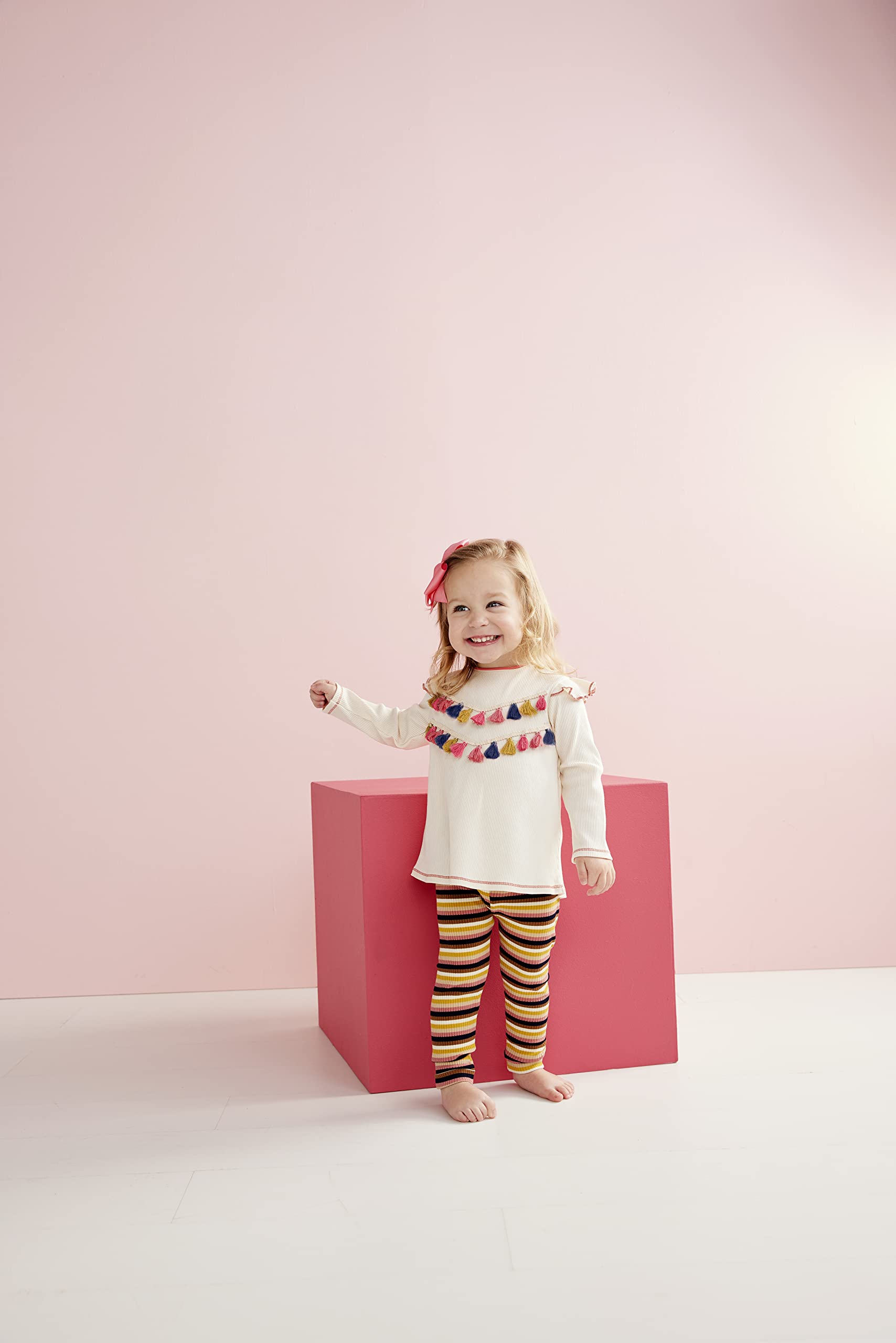 Mud Pie Baby Girl Tassel Tunic Legging Set, Multi, 4 Toddler