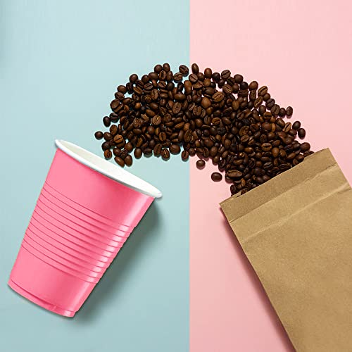 Party Hotteron [50 Count - 12 oz] Disposable Plastic Party Cups 12 oz Pink Red Black 50 Count Plastic Drinking Cups for Party (Pink, 50)
