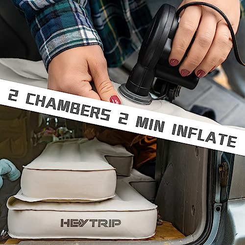 HEYTRIP SUV Inflatable Air Mattress for Car Camping, 4 Inch Thickened Car Camping Bed, Adjustable Firmness Sleeping Pad for 2 Persons (72 x 47 x 4 Inch, Light Grey)