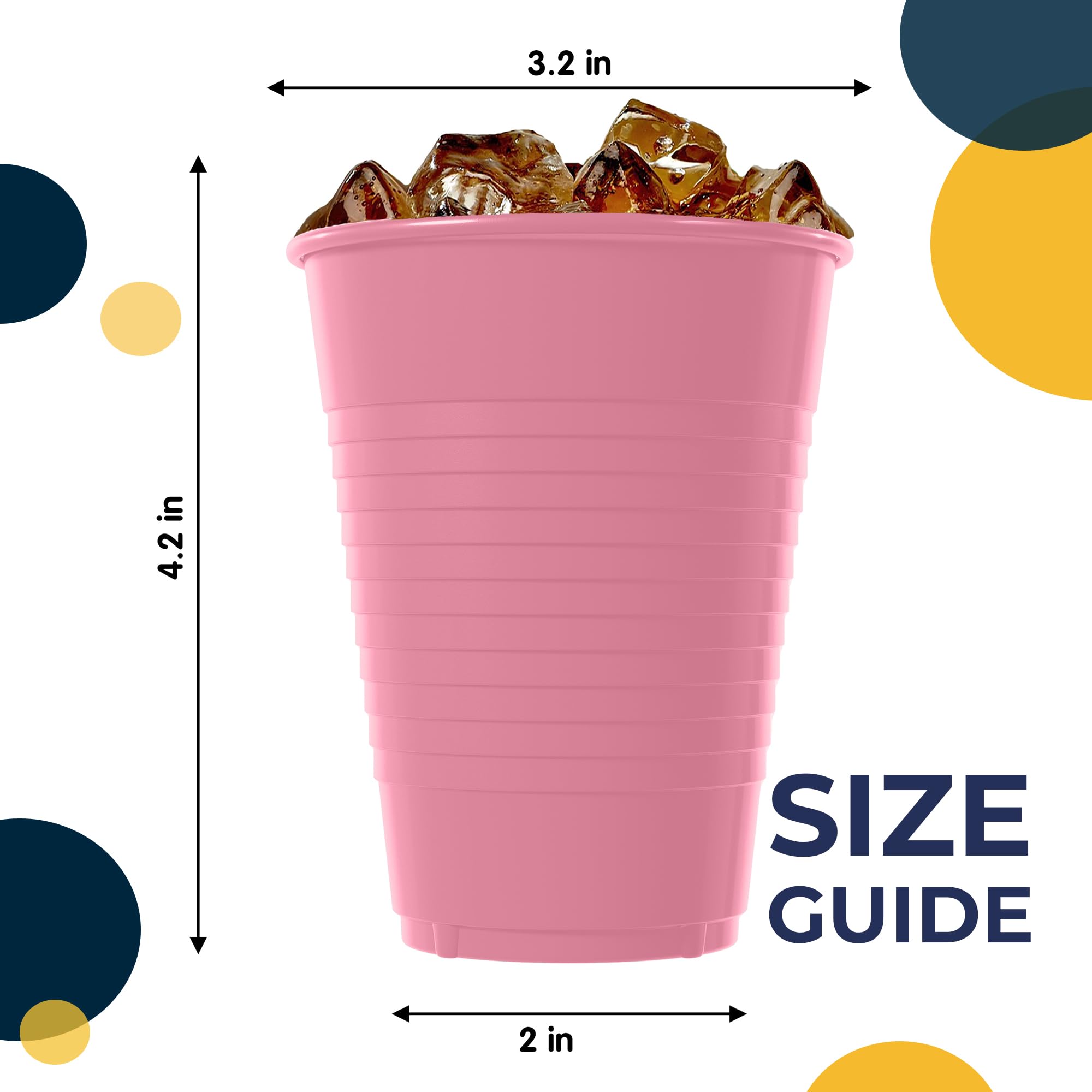 Exquisite Pink Party Cups - 50 Pack, 12 oz Each | Perfect for Celebrations