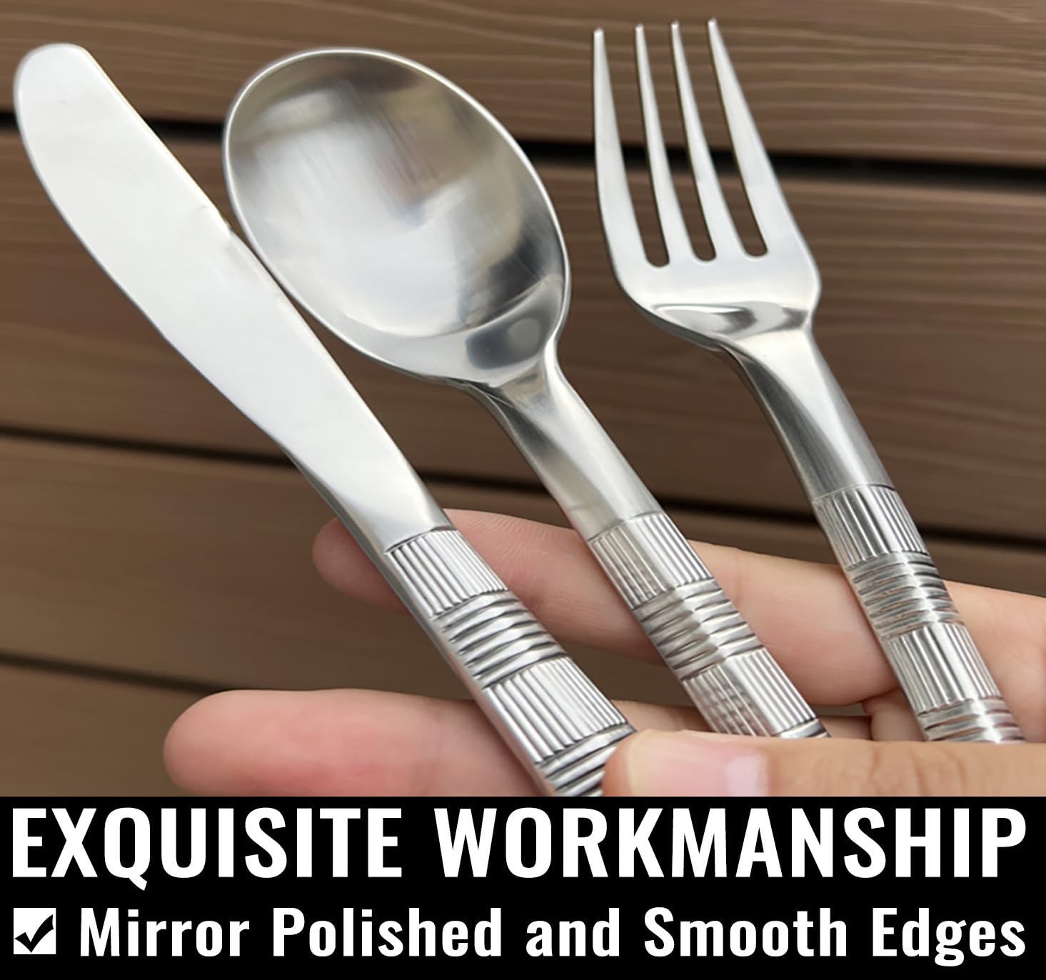Thomaso 18-piece Hammered Silverware Set,Creative Triangle Handle Titanium Plating Stainless Steel Flatware Service for 6, Silver Spoons and Forks Set,Unique Triangle Cutlery Set, Dishwasher Safe