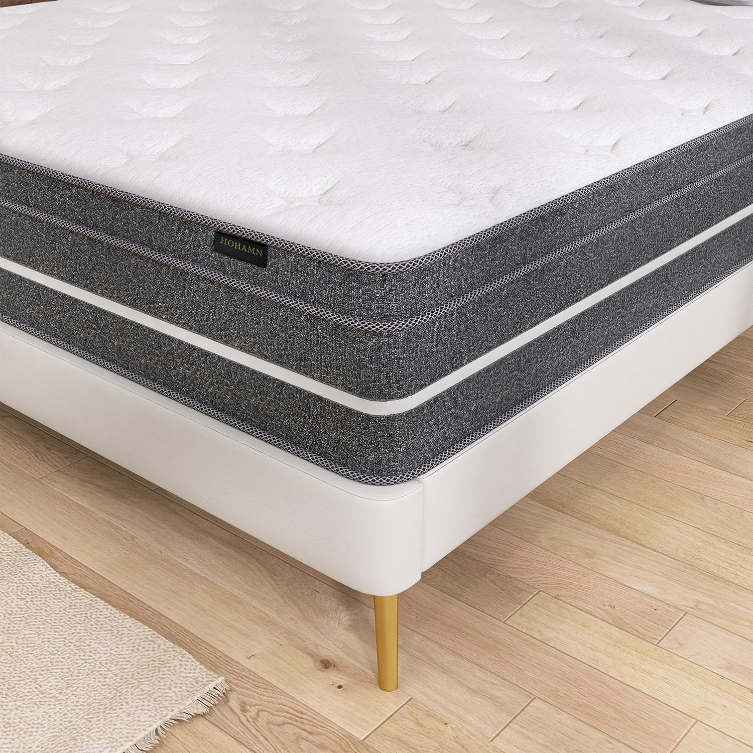 Hohamn Full Size Mattress, 14 Inch Hybrid Mattress in a Box, Full Mattress Foam and Individually Wrapped Pocket Coils, Soft and Breathable, Pressure Relief, Strong Edge Support, Medium Firm