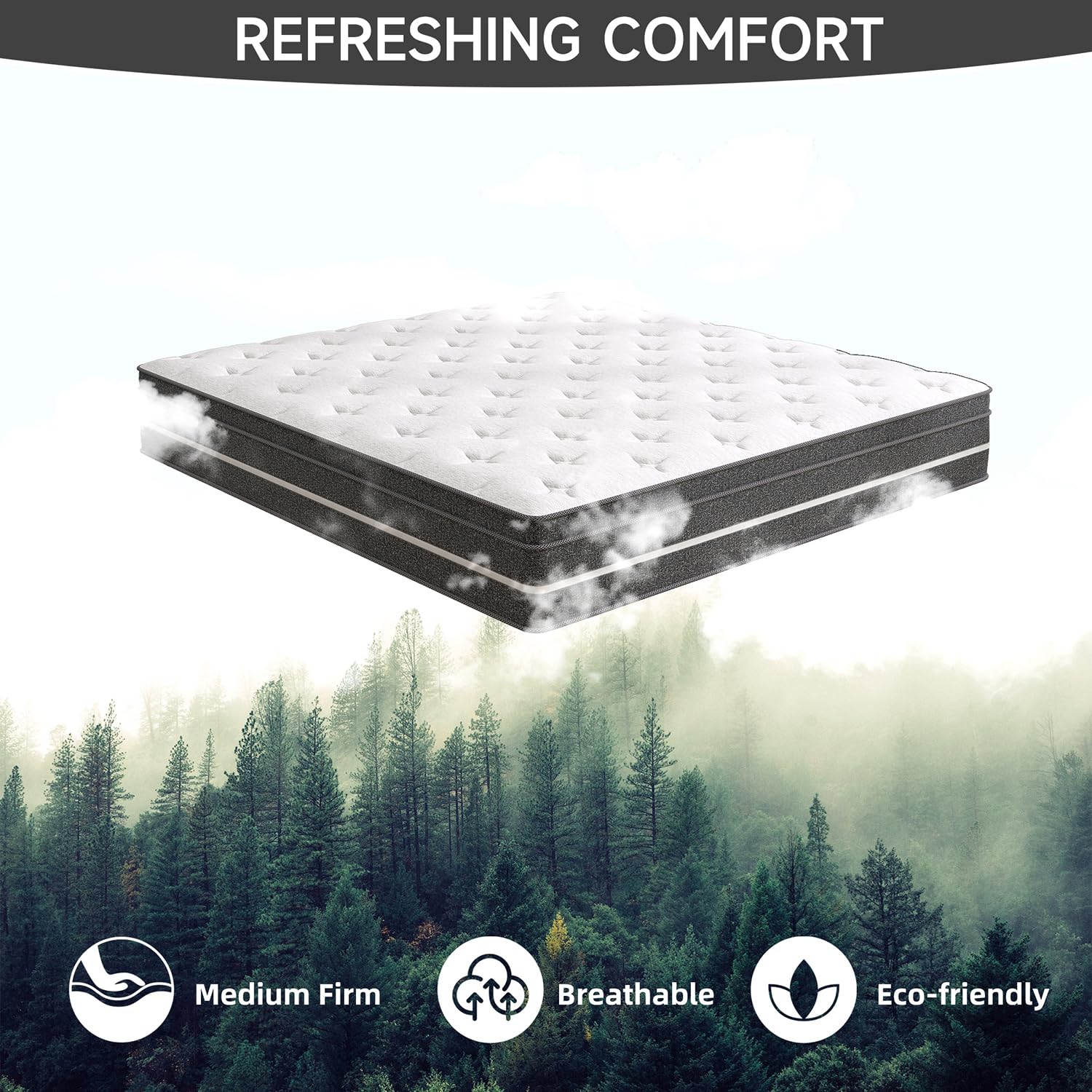 Hohamn Full Size Mattress, 14 Inch Hybrid Mattress in a Box, Full Mattress Foam and Individually Wrapped Pocket Coils, Soft and Breathable, Pressure Relief, Strong Edge Support, Medium Firm