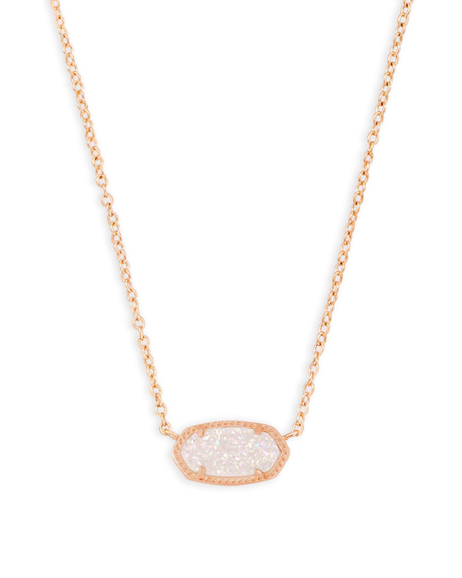 Kendra Scott Elisa Pendant Necklace for Women, Fashion Jewelry, 14k Rose Gold-Plated, Iridescent Drusy