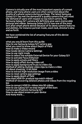 Samsung Galaxy S21 5G Camera User Guide: A Complete User Manual for Beginners and Pro with Useful Tips & Tricks to Master the Camera Features of the New Samsung Galaxy S21 Series
