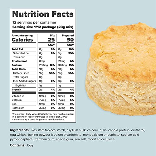 Keto Biscuit Zero Carb Mix - Keto and Gluten Free Biscuit Baking Mix - 0g Net Carbs Per Biscuit - Easy to Bake - No Nut Flours - Makes 12 Biscuits (23g Mix)