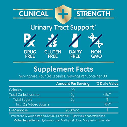 AZO D-Mannose Urinary Tract Health, Cleanse, Flush & Protect The Urinary Tract*, #1 Pharmacist Recommended Brand, Clinical Strength, Non-GMO, 120 Count
