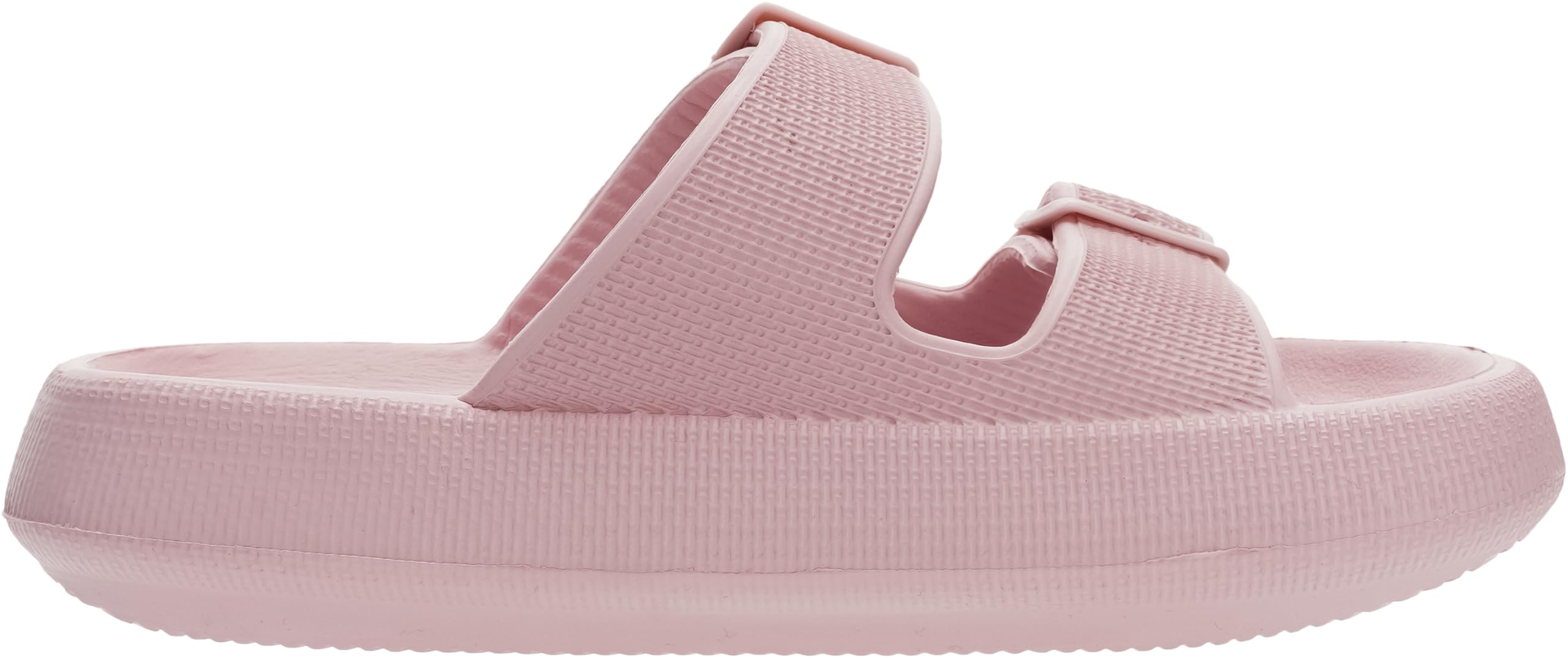 WHITIN Shower Slides Women Men Platform Thick Sole Comfortable Adjustable Double Buckle Slippers Open Toe Massage Sandles Female Bathroom Soft Pillow Sandals Pink