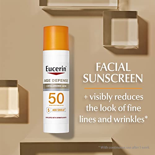 Eucerin Sun Age Defense SPF 50 Face Sunscreen Lotion with Hyaluronic Acid, Facial Sunscreen with 5 Antioxidants, 2.5 Fl Oz Bottle