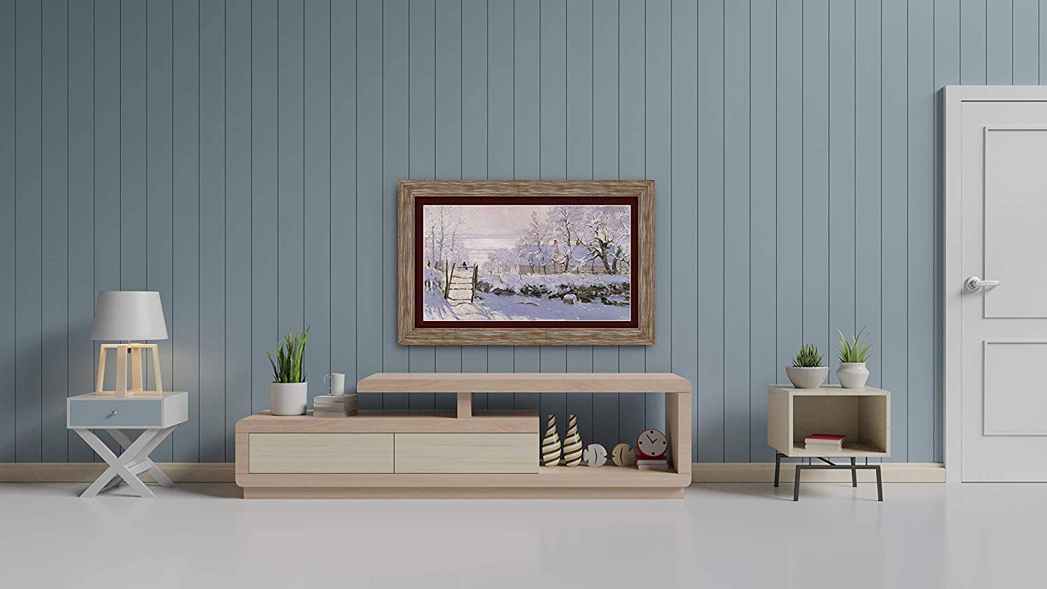 Frame My TV Deco TV Frames - Distressed Barnwood Smart Frame Compatible ONLY with Samsung The Frame TV (55", Fits 2021-2025)