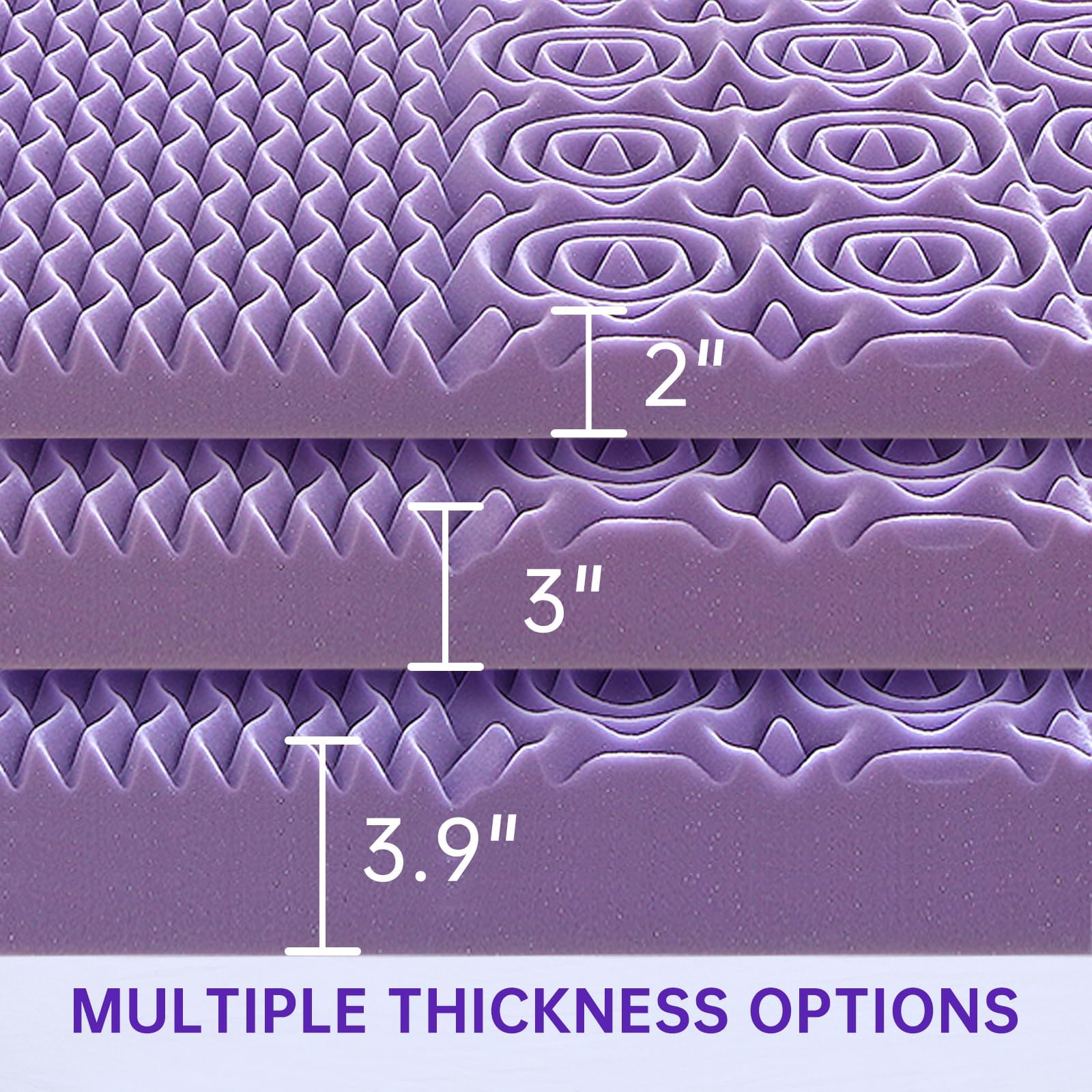 MUXHOMO 3 Inch 7-Zone Twin Mattress Topper, Egg Crate Foam Mattress Topper Twin Size for Back Pain, Lavender Cooling Gel Infused Bed Pad, CertiPUR-US and Oeko-TEX Certification (38"×75")