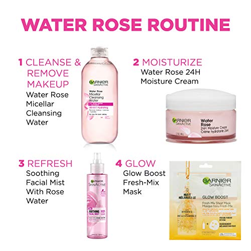 Garnier SkinActive 24H Moisture Cream with Rose Water and Hyaluronic Acid, Face Moisturizer, For Normal to Dry Skin, 1.7 Fl Oz