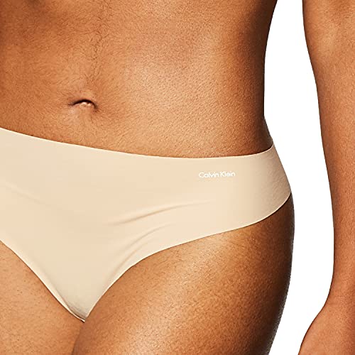 Calvin Klein Women's Invisibles No Panty Line Thong Panty, Light caramel, Small