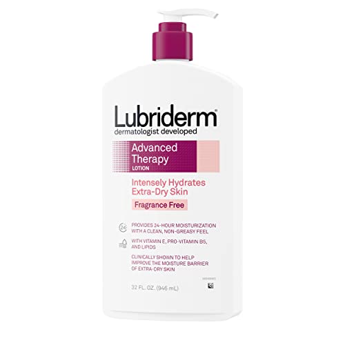 Lubriderm Advanced Therapy Fragrance-Free Moisturizing Lotion With Vitamins E And Pro-Vitamin B5, Intense Hydration For Extra Dry Skin, Non-Greasy Formula, 32 fl. oz