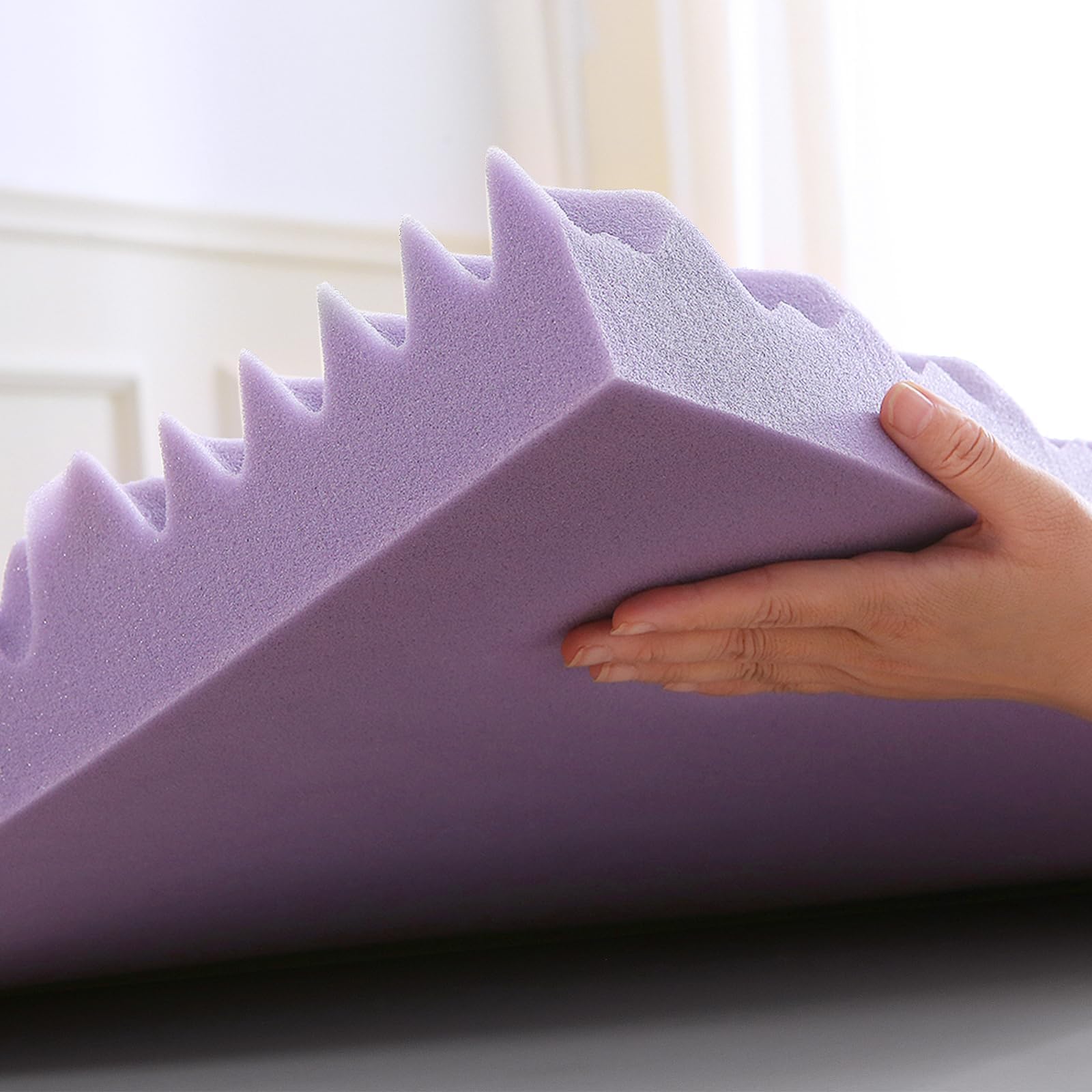 MUXHOMO 3 Inch 7-Zone Twin Mattress Topper, Egg Crate Foam Mattress Topper Twin Size for Back Pain, Lavender Cooling Gel Infused Bed Pad, CertiPUR-US and Oeko-TEX Certification (38"×75")