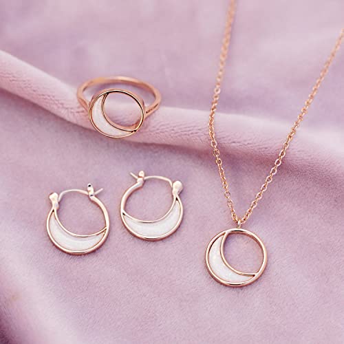 Pura Vida Ring Rose Gold Eclipse Handmade Ring - Stackable Ring with Resin Opal, Ring Jewelry with Brass Base - Rose Gold Rings for Women, Cute Rings, Boho Jewelry for Women - Size 7