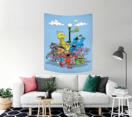 Jay Franco Sesame Street Retro Gang Tapestry – 50 x 60 Inch Wall Hanging Features Elmo and His Friends – Kids Room Décor