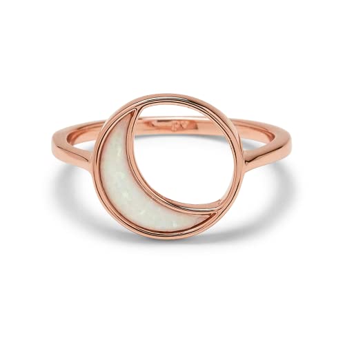 Pura Vida Ring Rose Gold Eclipse Handmade Ring - Stackable Ring with Resin Opal, Ring Jewelry with Brass Base - Rose Gold Rings for Women, Cute Rings, Boho Jewelry for Women - Size 7