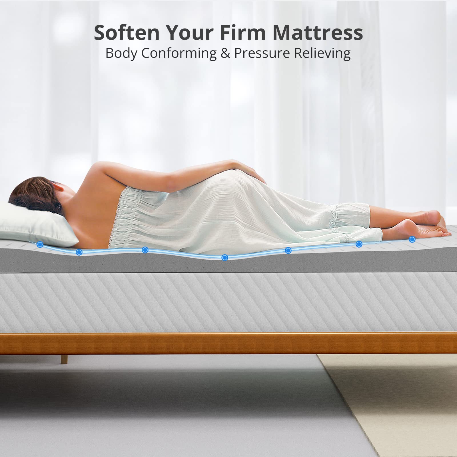 Maxzzz 4 Inch Mattress Topper Twin, Gel-Infused Memory Foam Mattress Topper for Soft & Cooling Sleep, High-Density Foam Single Bed Topper, CertiPUR-US Certified