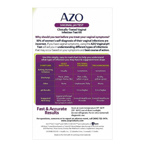 AZO Vaginal pH Test Kit, Clinically-Tested Vaginal Infection Test Kit, Fast & Accurate Results, from The #1 Most Trusted Brand, 2 Self-Tests