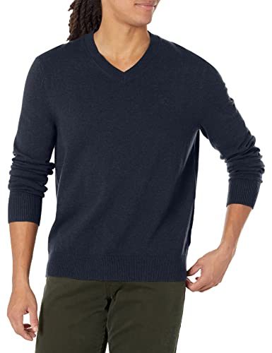 Calvin Klein Men's Merino Wool Blend V-Neck Sweater, Dark Sapphire, Large