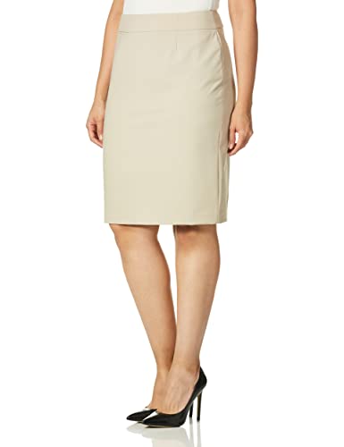 Calvin Klein Women's Straight Fit Suit Skirt (Regular Sizes), Khaki, 16 Plus