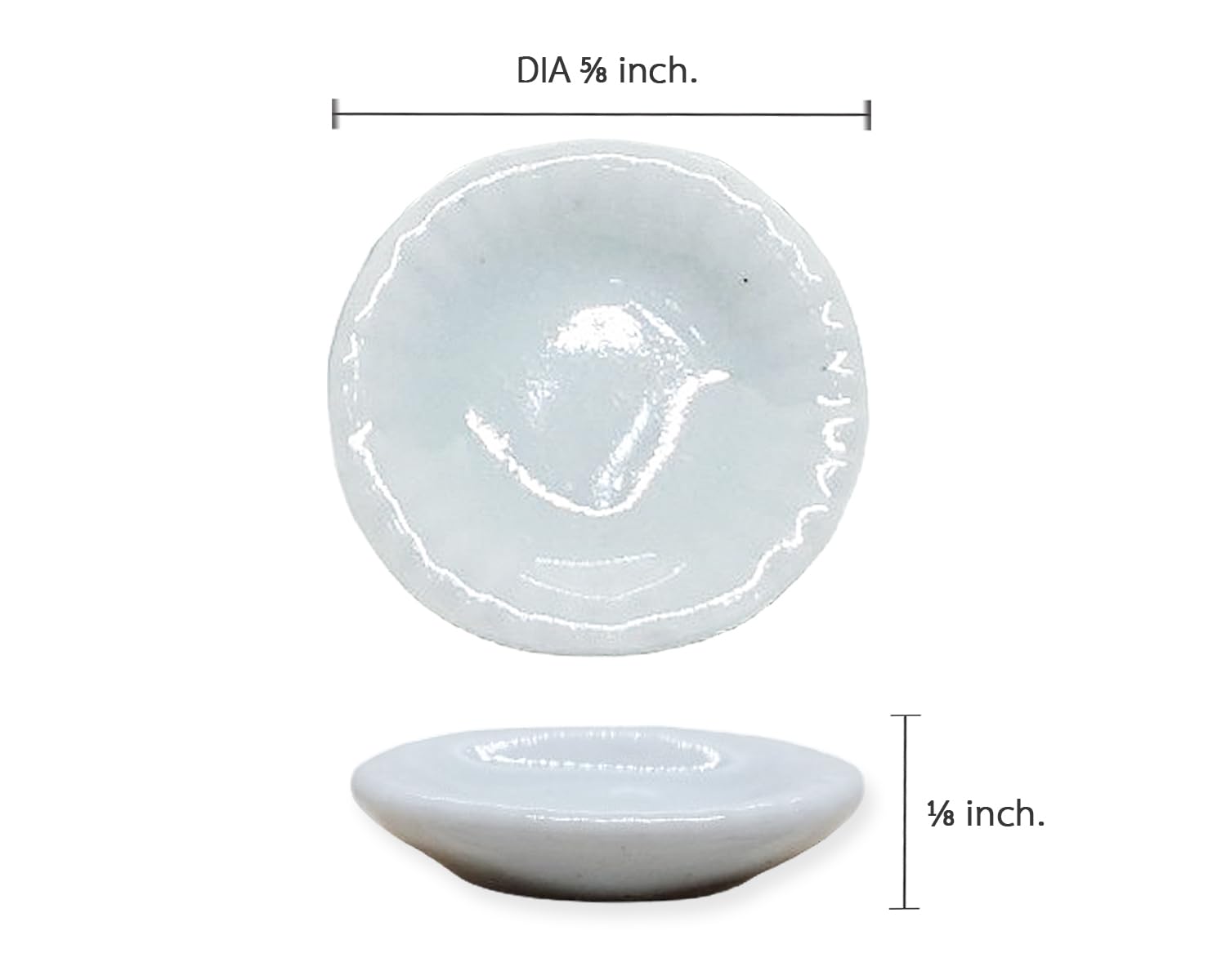 ChangThai Design Very Tiny ⅝ Inch Diameter White Round Ceramic Plate 10 Pieces Set - Miniature Tableware Tray Bowl Crockery Cutlery Kitchenware Handmade Mini Porcelain Decorative Collectible Gifts