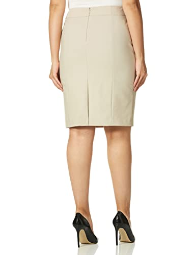 Calvin Klein Women's Straight Fit Suit Skirt (Regular Sizes), Khaki, 16 Plus