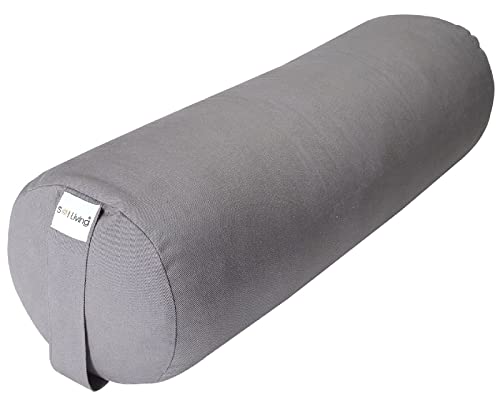 Sol Living Yoga Bolster Pillow Cotton Meditation Cushion Meditation Accessories for Restorative Yoga Meditation Pillow Cylindrical Yoga Pillow Firm Body Pillow Bolster Pillow for Legs Removable Cover