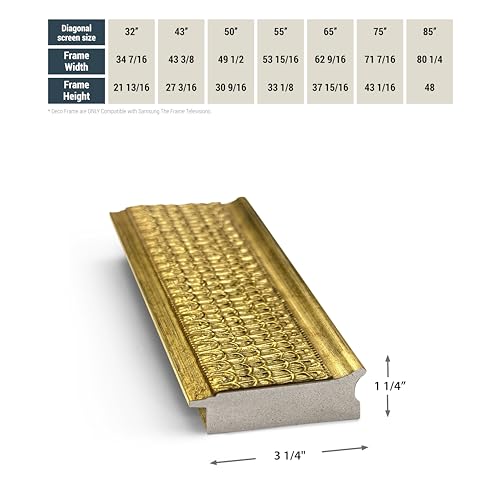 Frame My TV Deco TV Frames - Gatsby Gold Smart Frame Compatible ONLY with Samsung The Frame TV (Fits 2021-2025, 65")