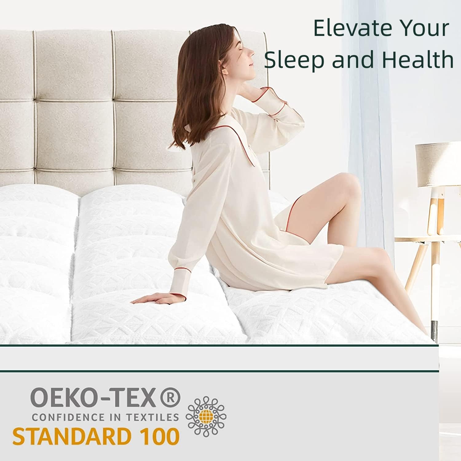 HARNY Bamboo Pillow Top King Size Mattress Topper - Thick Breathable Bed Pad for Back Pain - Soft Plush Feather Down Fill 8-21 Inch Deep Pocket(Viscose Made from Bamboo)
