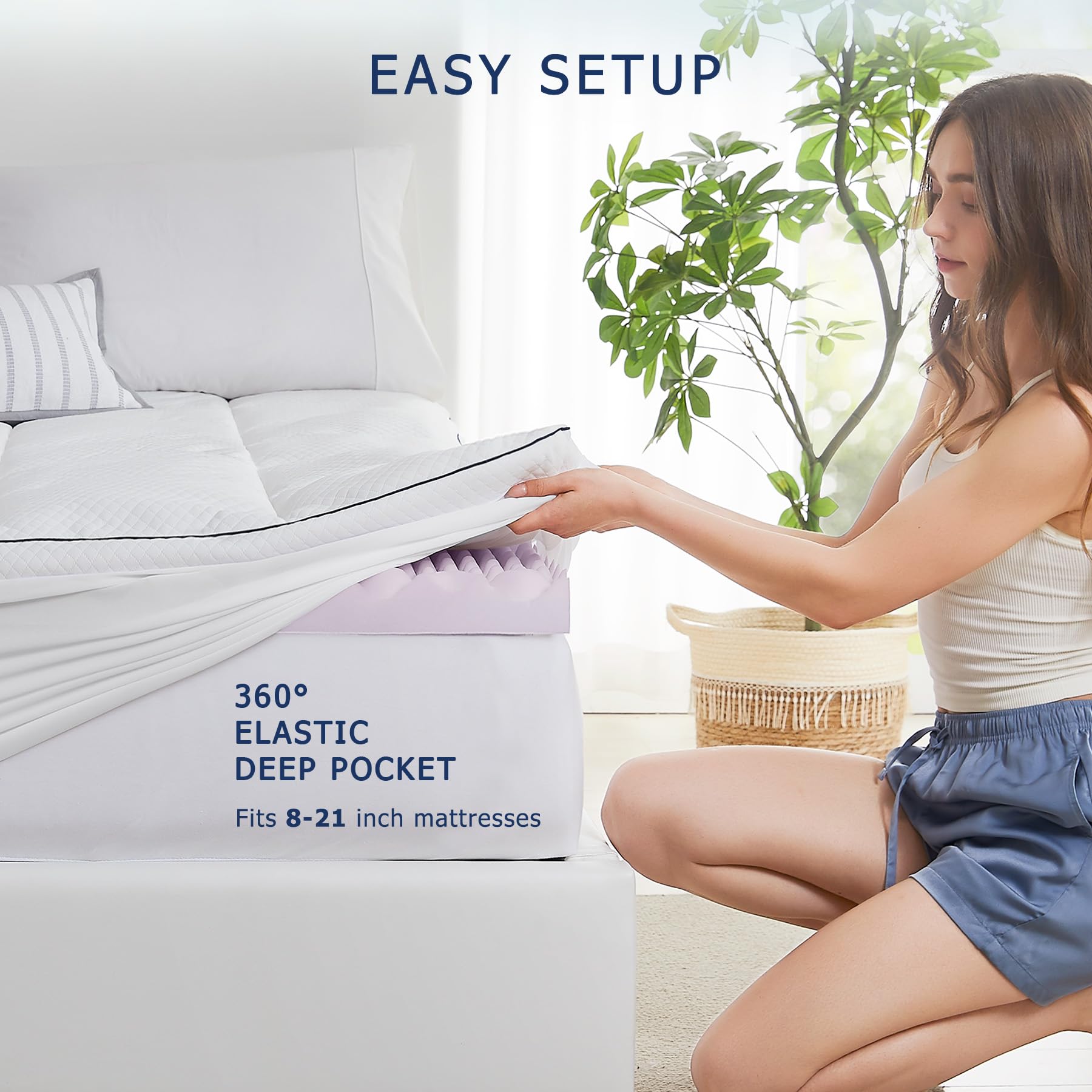 Moonear Memory Foam Mattress Topper - Full Size Dual Layer 4 Inch Cooling Mattress Topper 2 Inch Gel Memory Foam Plus 2 Inch Pillow Top Bed Mattress Topper Cover Support Mattress Pad for Back Pain